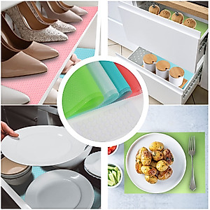 ISEAINNO 14 Pcs Refrigerator Liners for Shelves and Drawers Washable and Nonslip,EVA Refrigerator Mats,DIY Size by Cutting,Multiuse for Kitchen Cabinets,Drawer,Table Placemats (14Pack(17.7"×11.6"))