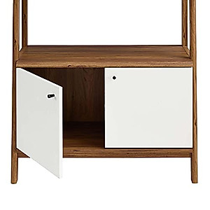 Modway Bixby Display Case, 33" Bookshelf, Walnut White