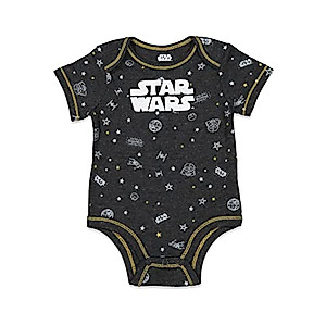 STAR WARS Yoda R2-D2 Chewbacca Newborn Baby Boys 3 Pack Bodysuits White/Gray/Yellow 3-6 Months