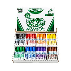 Crayola Broad Line Washable Markers - 200ct (8 Assorted Colors), Kids Bulk Classroom Markers, Back to School Supplies for Teachers, Ages 3+