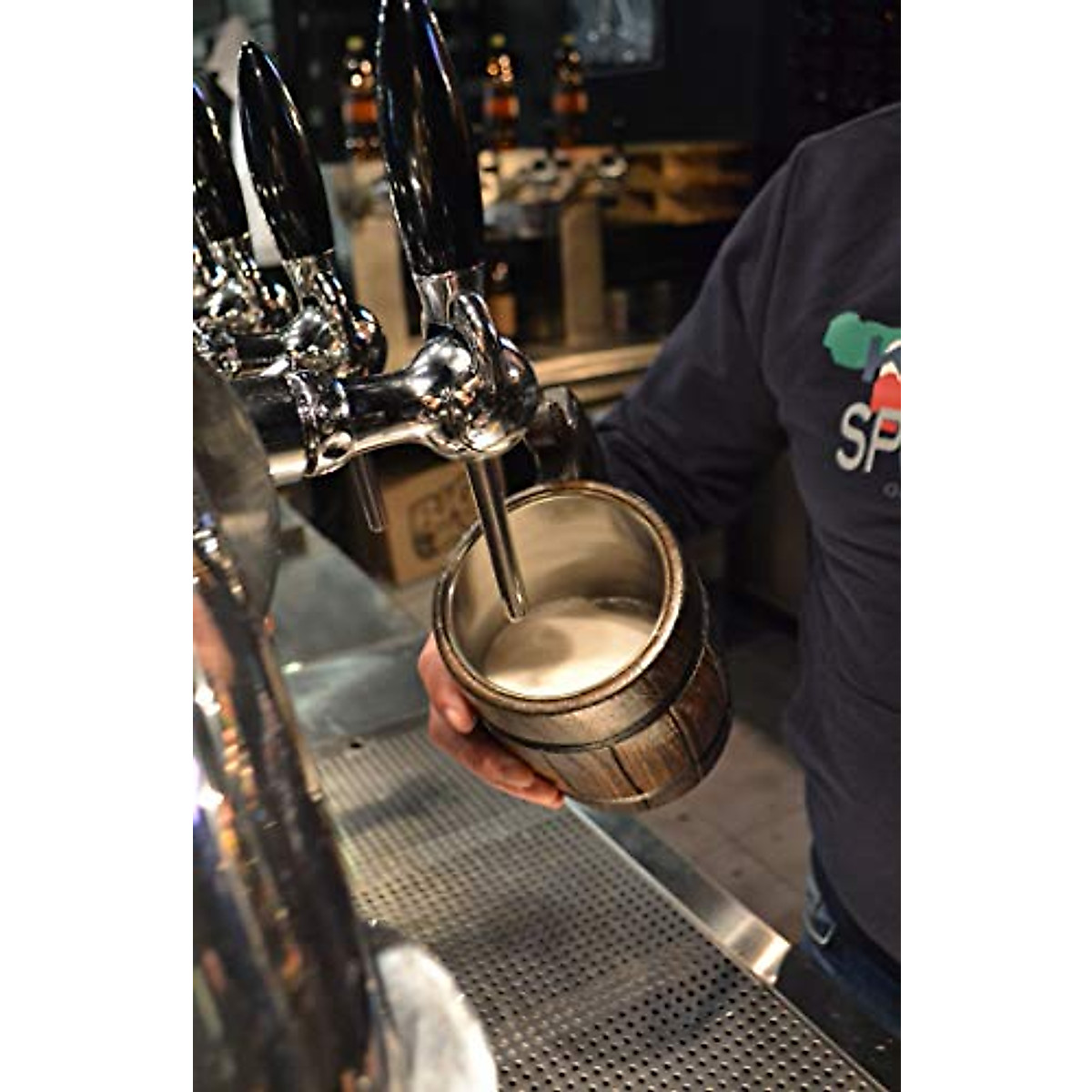 MyFancyCraft Handmade Beer - Mug Oak - Wood Dark Natural - Eco-Friendly Wooden Tankard Gift Barrel - Cup