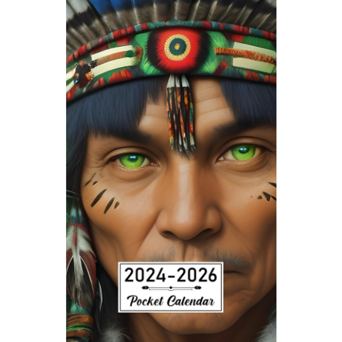 Pocket Calendar 2024-2026: Two-Year Monthly Planner for Purse , 36 Months from January 2024 to December 2026 | Shaman Native American | Animals jungle.