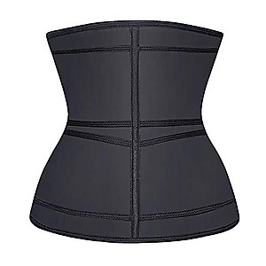 YIANNA Latex Waist Trainer for Women Tummy Control Jsculpt Double Sweat Trimmer Belt Workout Training Sport Girdle, YA2223-Black-XS