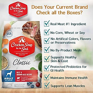 Chicken Soup For The Soul Classic Dry Small Bites Adult Dog Food, Beef & Brown Rice Recipe, 4.5 Pound Bag | Soy Free, Corn Free, Wheat Free, Small Breed Dog Food Made with Real Ingredients