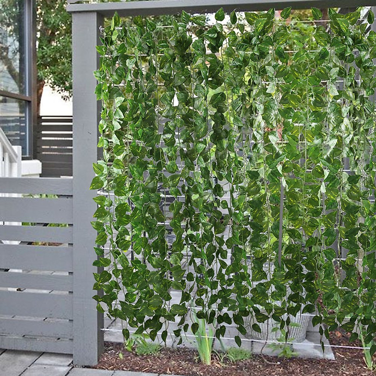 GTIDEA Fake Vines, 12 Pack 84 Feet Artificial Hanging Plants Silk Green Leaf Garlands Home Office Garden Outdoor Wall Greenery Cover Jungle Party Decoration