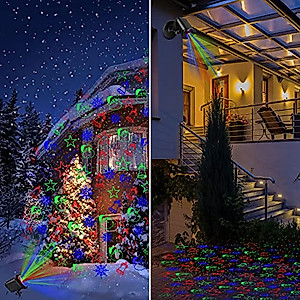 TOFU Christmas Laser Lights, RGB Christmas Laser Lights Projector, 6 Patterns Landscape Projector Spotlights with Remote,Decoration for Outdoor Indoor Garden Christmas Holiday