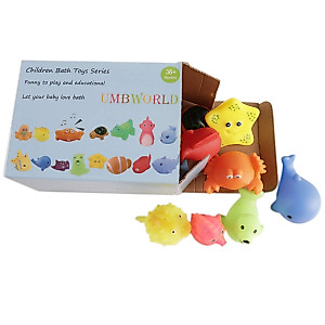 UMBWORLD Preschool Bath Toys Rubber Floating Squeaky Baby Wash Shower Toy for Toddlers Kids Party Decoration15 Pcs (Sea Animal)