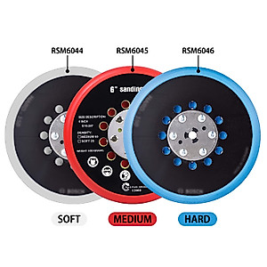 6 Inch(150mm) Sanding Pad Bosch RSM6045 Replacement Pad Dust-Free Medium Hook and Loop Multi-Hole Back-up Grinding Plate Red, Rplace Bosch GET75-6 Dual-Mode Random Orbit Sander Accessories, Pack of 1