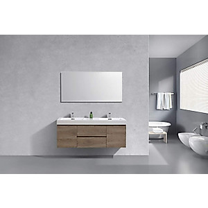 Bliss 60" Double Sink Butternut Wall Mount Modern Bathroom Vanity