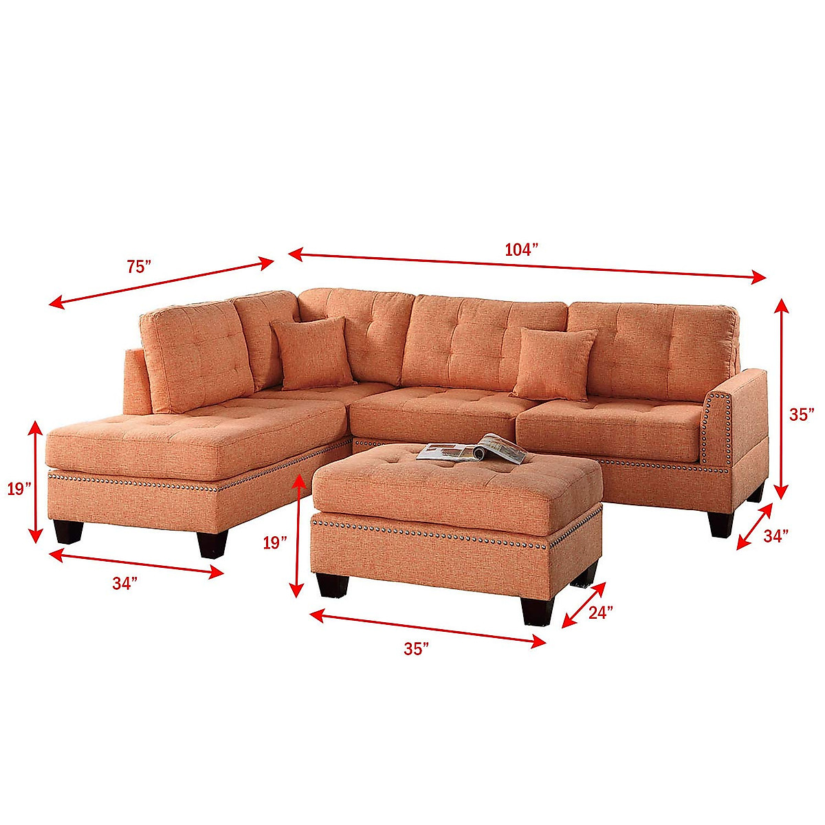 Poundex PDEX- Upholstered Sofas/Sectionals/Armchairs, Citrus