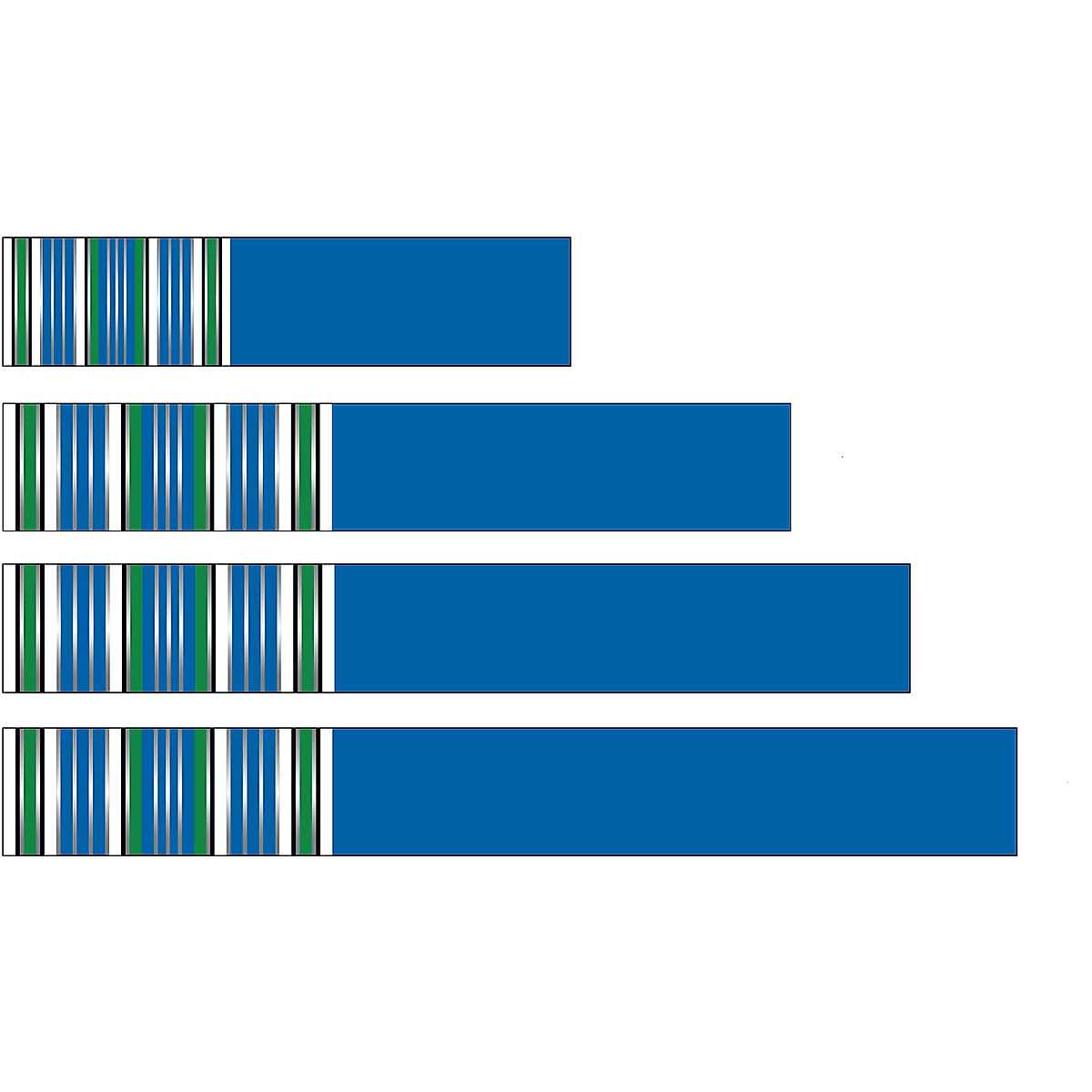 White Water Archery Non-Laminated Blue Background Green Stripe Traditional 18 Crest Arrow Wraps 15 pk Choose Length Width (5, 1.25)