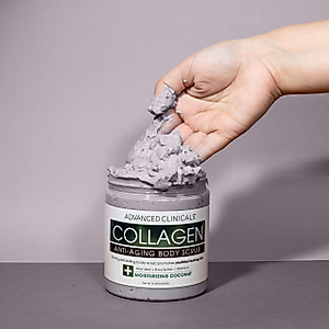 Advanced Clinicals Collagen Exfoliating Body Scrub W/Vitamin E Oil + Pumice + Coconut Oil | Moisturizing Body Wash For Women | Skin Care Exfoliator Scrub To Remove Acne, KP Bumps, & Dead Skin, 19 Oz