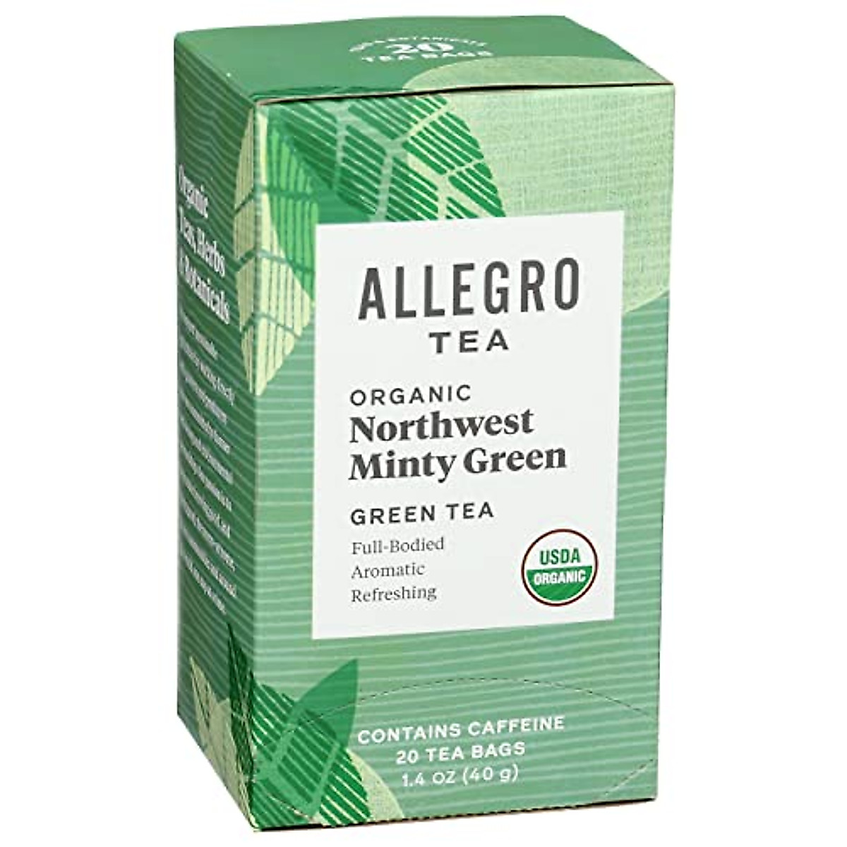 Allegro Tea, Organic Northwest Minty Green Tea Bags, 20 ct