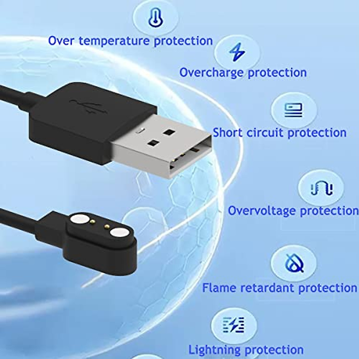 YwonShne Charger Compatible with HidrateSpark PRO/HidrateSpark PRO Steel/HidrateSpark PRO Tumbler Charger Chargering Cable Cord Magnetic USB Cradle Accessories(Black+Black)