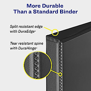 Avery Durable View 3 Ring Binder, 1-1/2 Inch Slant Rings, 1 Black Binder (17021)