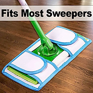 LAMINET Durable Reusable Mop Pads - Set of 2 (1 ea Green, 1 ea Blue)