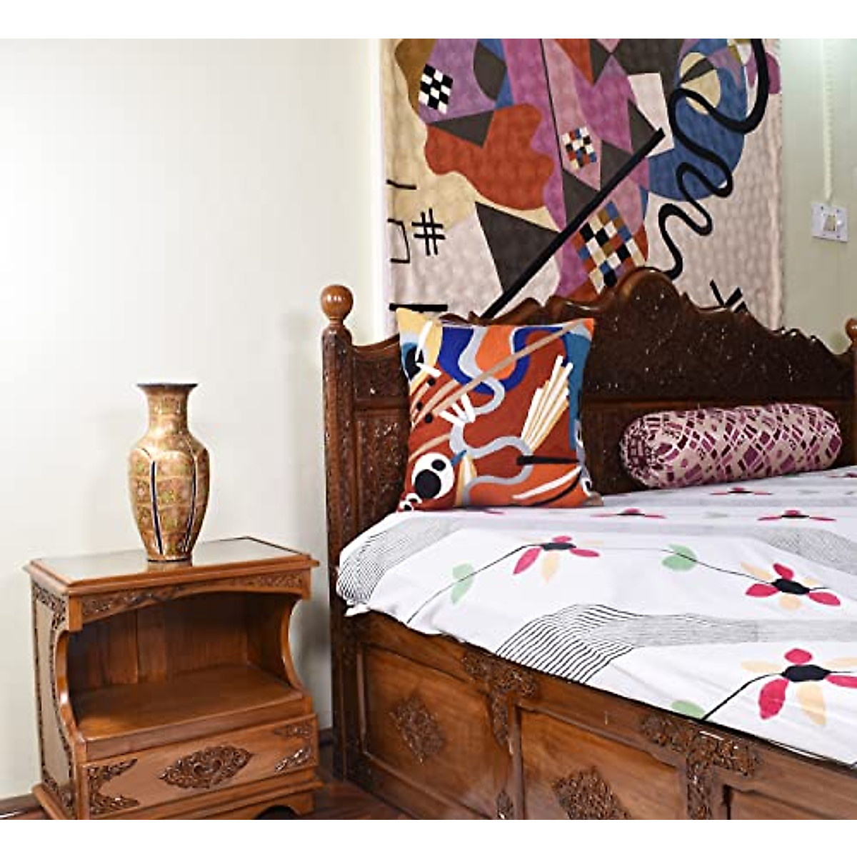 Kandinsky Modern Throw Pillow Cover - Red Intuitive | Abstract Pillow | Modern Couch Pillow| Contemporary Pillows | Outdoor Pillow | Mid Century Chair Cushions | Handmade Wool Size 18x18