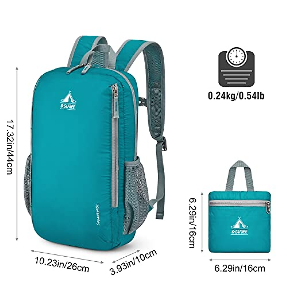 G4Free 16L Lightweight Hiking Daypack Packable Small Backpack Water Resistant Shoulder Bag for Travel Outdoor Men Women