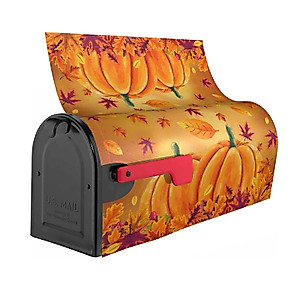 Fall Mailbox Cover Pumpkin Leaf Thanksgiving Boxes Autumn Standard Size 18" X 21" Mailbox Wraps Post Letter Box Cover Garden Decorations Outdoor