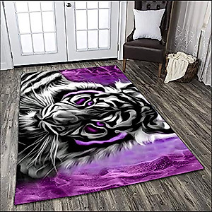 White Tiger Rug Area Rug for Living Dinning Room Bedroom Kitchen, Nursery Rug Floor Carpet Yoga Mat