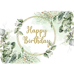 9x6ft Greenery Succulent and Eucalyptus Leaves Photography Backdrop Bloom Eucalyptus Leaves Photo Background for Happy Birthday Party Decoration Supplies