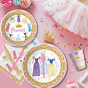 Suhelkit Princess Birthday Party Decorations Tableware - Princess Party Decorations Supplies For Birthday Baby Shower, Plate, Cup, Napkin, Disposable Cutlery, Princess Birthday Decorations | 24 Guest