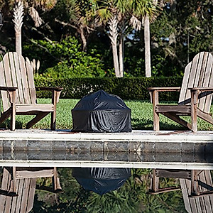 Fire Sense 60904 Fire Pit Portsmouth Decorative Powder Coated Steel Base Wood Burning Portable Outdoor Firepit Backyard Fireplace Included Vinyl Cover & Screen Lift Tool - Black - 30"