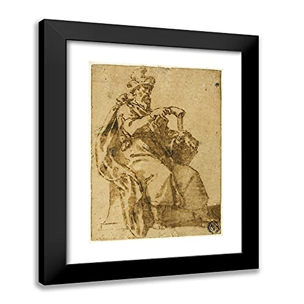 ArtDirect Cesare Nebbia 19x24 Black Modern Framed Art Print Titled Samuel Enthroned