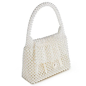 Grandxii Pearl Purse Tote Handbag Beaded Bag Evening Party Shoulder Bag For Women With Pearl