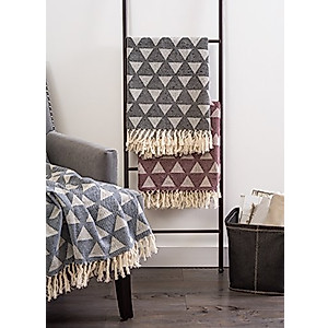 DII Mid-Century Modern Decorative Triangle Woven Throw, 50x60, BlackBerry