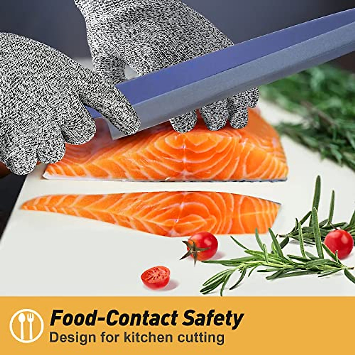 JPP Premium Cut Resistant Gloves, Cutting Proof CE Level 5 Protection, Food Grade Safe, Ambidextrous, 3D-Comfort Fit, Machine Washable, Dexterity, Lightweight, 1 Pair, Size 8, Medium