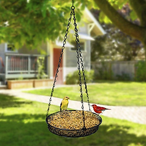 Sorbus Bird Feeder Hanging Tray, Seed Tray for Bird Feeders, Great for Attracting Birds Outdoors, Backyard, Garden (Black)
