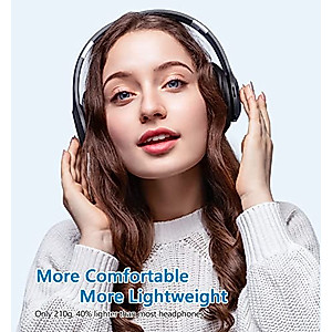 Tuitager Bluetooth Headphones Over-Ear, 60 Hours Playtime Foldable Lightweight Wireless Headphones Hi-Fi Stereo with 6 EQ Modes, Bass Adjustable Headset with Built-in HD Mic, FM, SD/TF for PC/Home