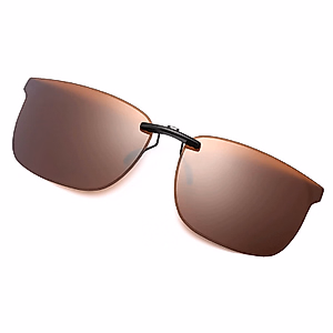 FF FRAZALA Clip On Sunglasses Over Prescription Glasses Polarized UV Protection (Non-flip Brown)