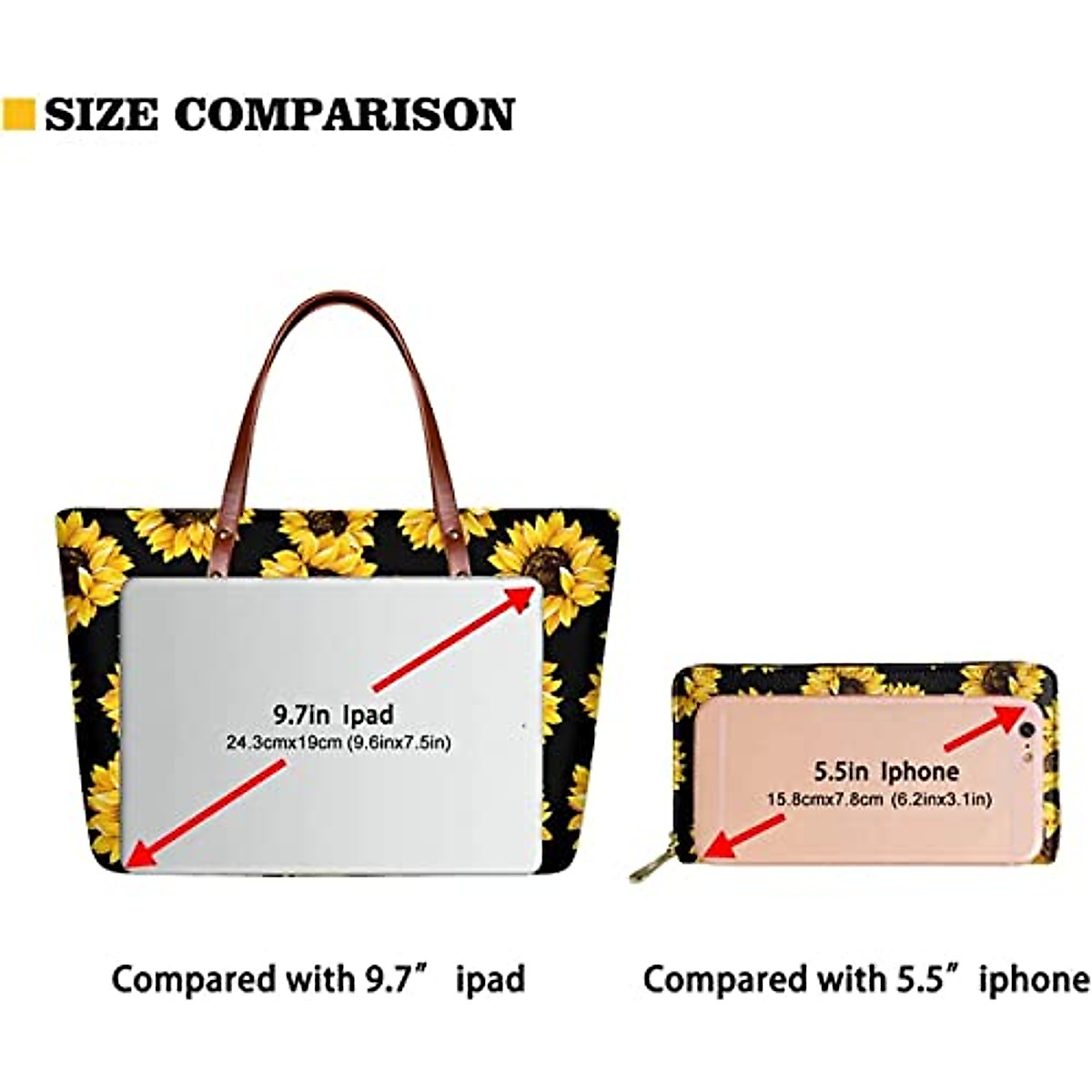 Allinterest Cute Penguin Printed Women 2pcs Handbag Set Satchel Bag PU Leather Wallet Large Top Handle Tote Bag