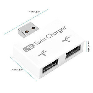Bewinner USB2.0 Hub, Aluminum Alloy + PC Small/Portable/Rugged//Transparent Connection Adapter Converter Separator with Two USB Ports-Connected