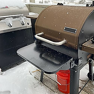 HECASA Black Folding Shelf Pellet Grill Grille Front Shelf Compatible with All 24” Camp Chef Grills Powder Coated Steel Replacement for PGFS24