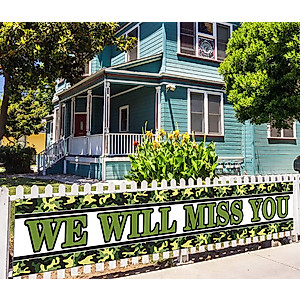 Large Camouflage We Will Miss You Sign Banner Retirement Party Graduation Party Going Away Party Office Work Party Farewell Party Supplies Decorations (9.8 x 1.6 ft)