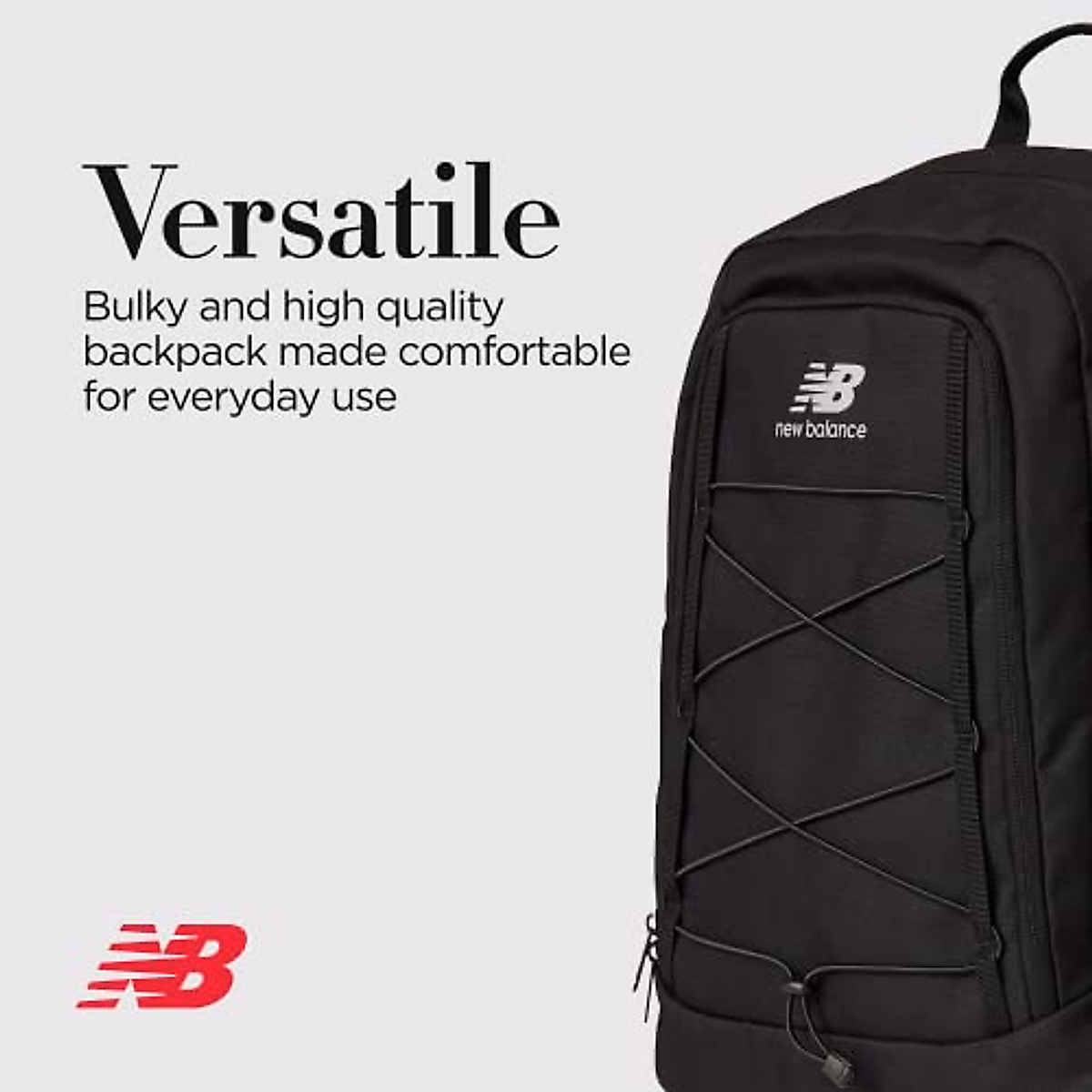 Concept One New Balance Hiking Backpack, Bungee Travel Bag for Men and Women, Black, 18 Inch