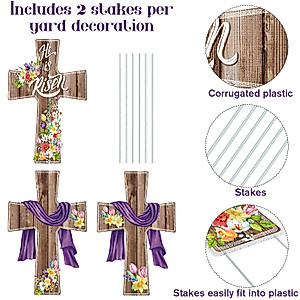 Marsui 3 Pcs Easter Decorations Easter Signs for Yard He Is Risen Sign Religious Easter Yard Sign Easter Outdoor Decorations Waterproof Easter Cross Lawn Stakes for Home Garden Easter Party (Classic)