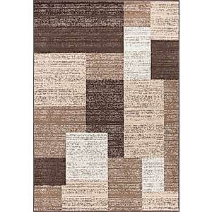 Rugshop Contemporary Distressed Boxes Soft Area Rug 5' x 7' Brown