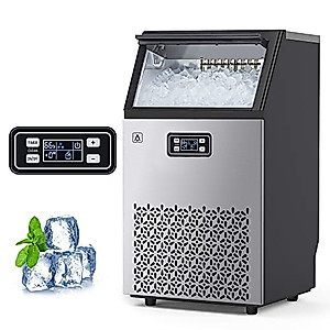 Fashionwu Commercial Ice Maker Machine 150lbs/24H, Stainless Steel Ice Machine with 33LBS Ice Storage Capacity, Under Counter ice Maker for Home Office Restaurant Bar Coffee Shop