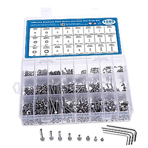 MMOBIEL Stainless Steel Screws Nuts 1080 Pcs - M2 M3 M4 - Hex Socket Assortment Kit - Head Cap Screws Nuts and Washers - Precise Metric Screws - Incl. Wrenches