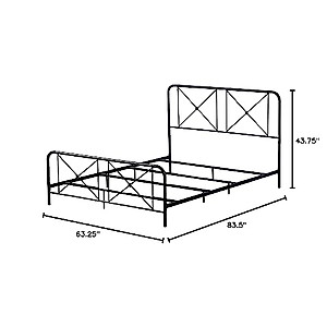 Hillsdale Furniture Queen Metal Bed with Double X Design Platform, Black