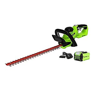 Greenworks 40V 24" Cordless Hedge Trimmer (1" Cutting Capacity), 2.0Ah USB Battery and Charger Included