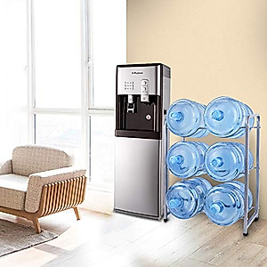 Ationgle 5 Gallon Water Cooler Jug Rack for 6 Bottles, 3-Tier Detachable Water Bottle Holder Heavy Duty Q235 Carbon Steel Water Jug Organizer with Floor Protection for Kitchen Office Home