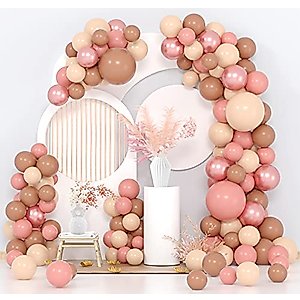 Boho Balloon Garland Kit 18/10/5 Inch Dusty Pink Nude Light Brown Rose Gold Balloons for Baby Shower Birthday Wedding Decorations Safari Party Supplies