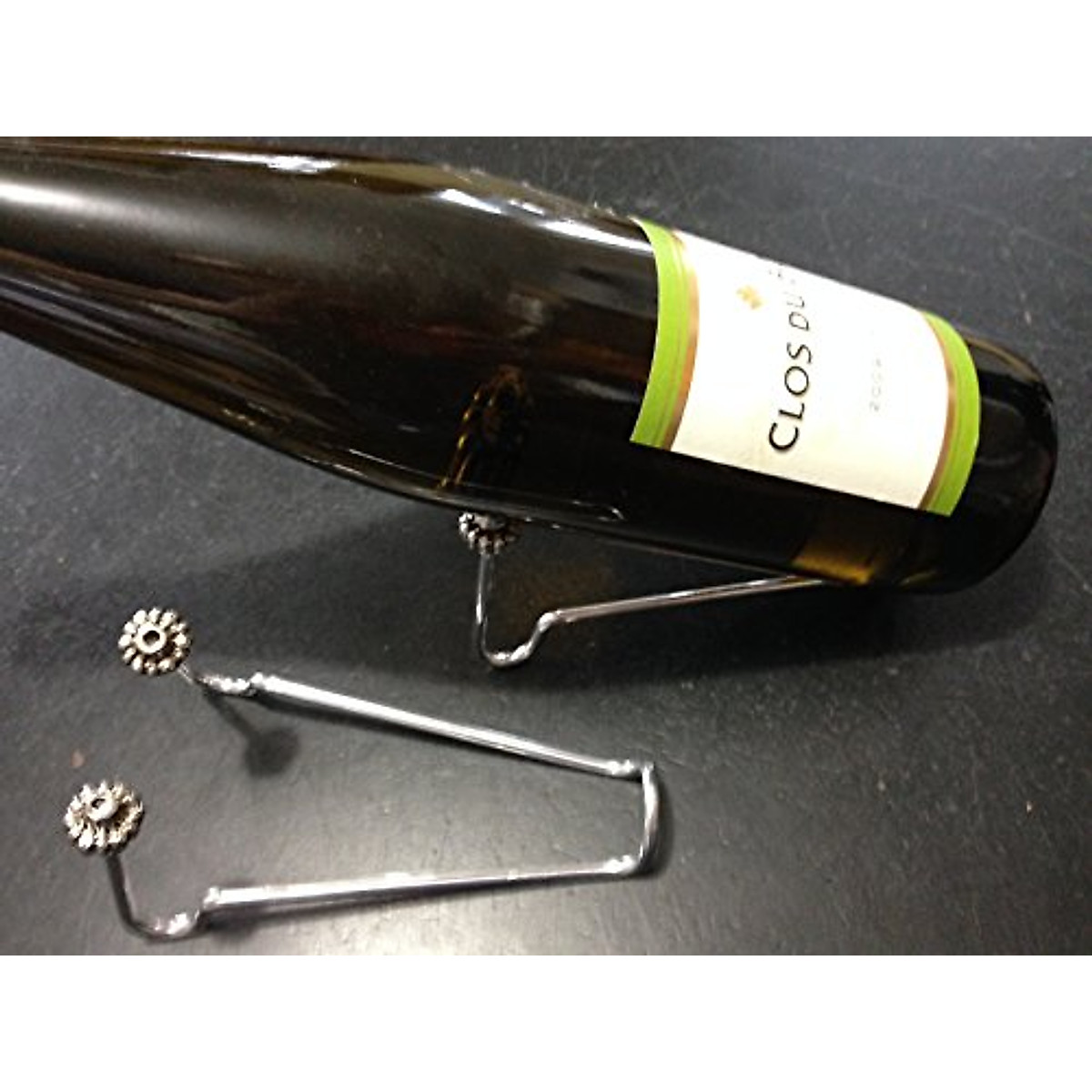 Wine Bottle Stand Or Holder For Display, Aluminum With Beads (Set Of 4)