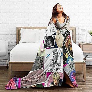CNAOWHG Lil Blanket Peep Rapper Flannel Blanket Hippie Psychedelic Art 3D Printed Soft Shaggy Throw Blanket All Season Warm Blanket for Couch Sofa Bedroom Decoration 60"x50"
