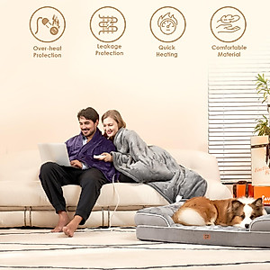 EHEYCIGA Heated Blanket Electric Blanket Throw - Heating Blanket with 5 Heating Levels & 4 Hours Auto Off, Soft Cozy Sherpa Washable Blanket with Fast Heating, 50 x 60 Inches, Grey